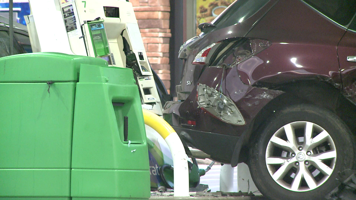 Police: Grandmother pinned between car, gas pump in four-car chain ...