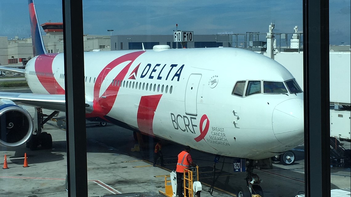 PHOTOS | Delta's Pink Plane celebrates Breast Cancer survivors ...