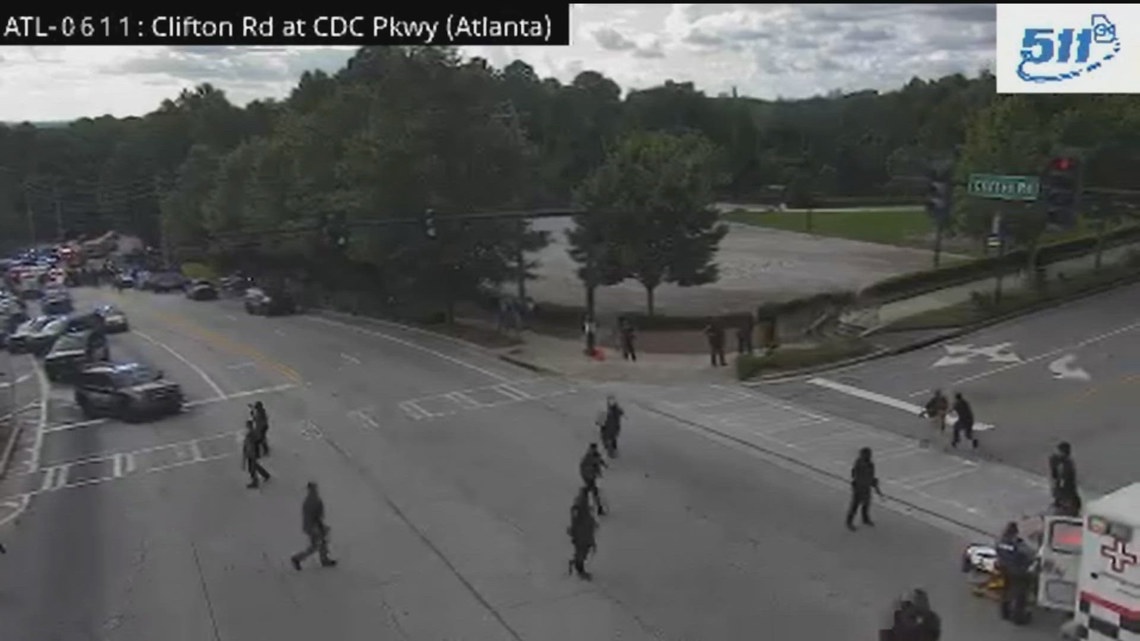 Scene on Clifton Road at CDC Parkway following apparent 'active shooter ...