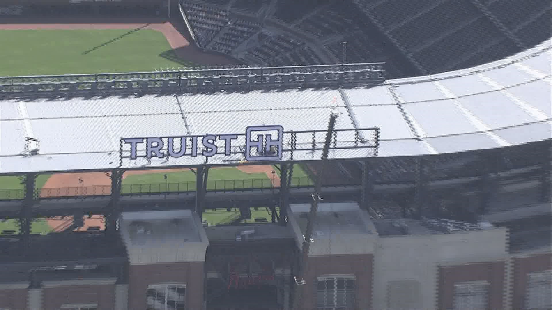 Photos: Truist Park main signage raised into place at home of the ...