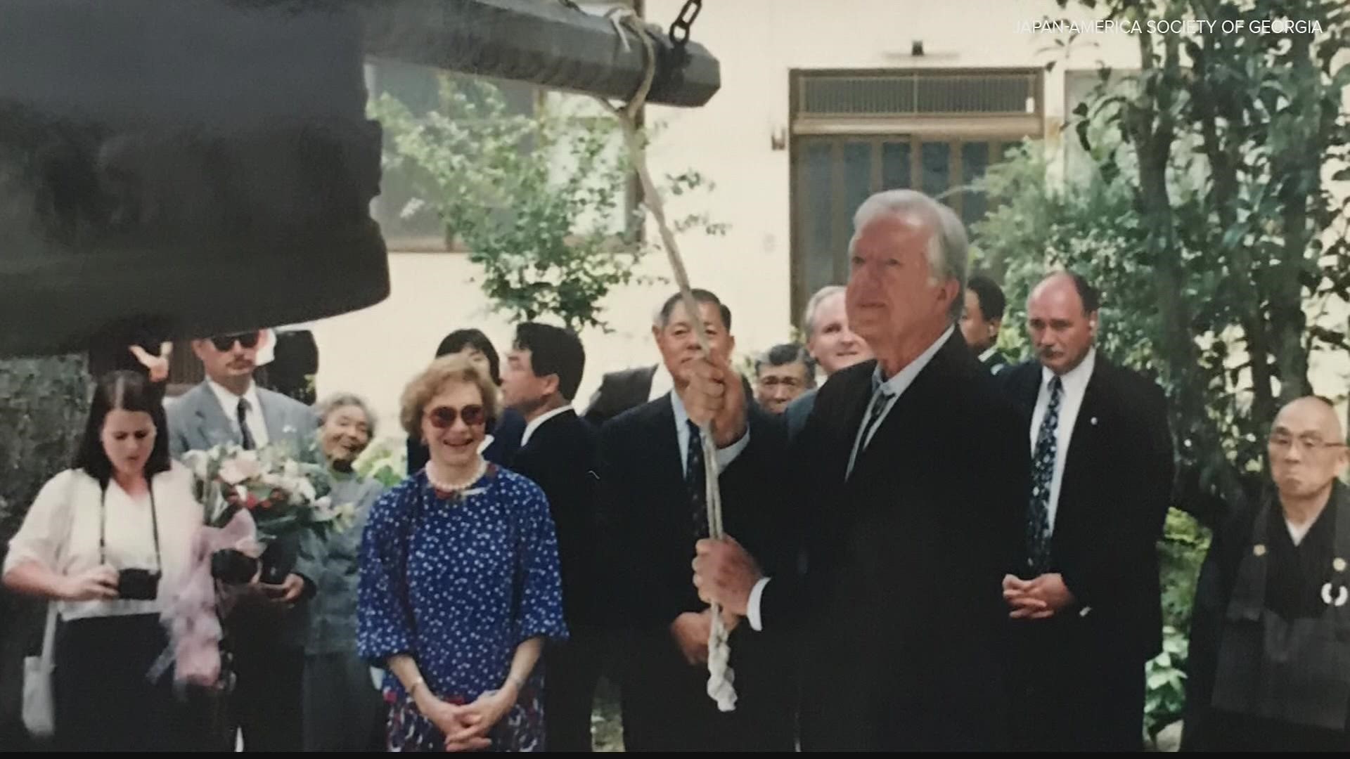 Jimmy Carter Center Peace Bell from Japan for his birthday | 11alive.com