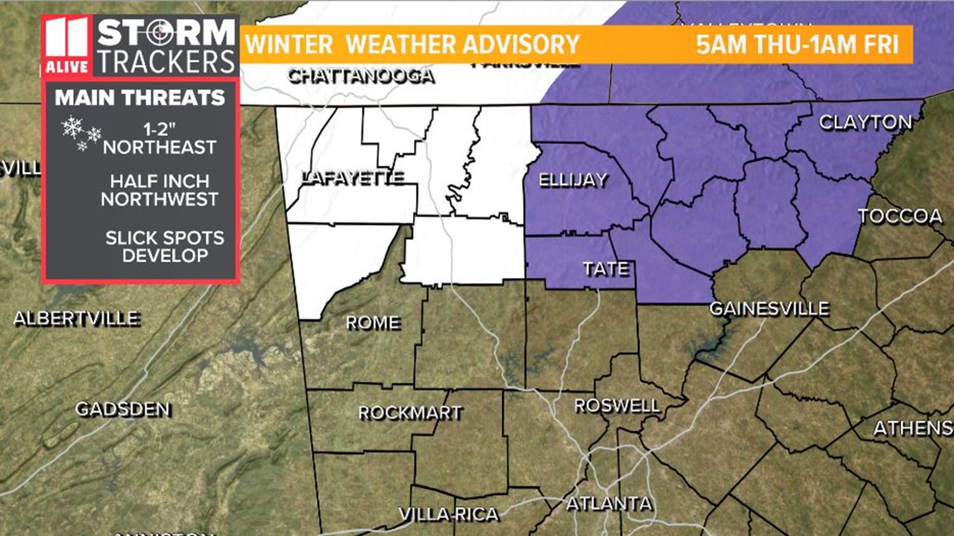 Snow expected in north Georgia Thursday: Winter weather advisory ...