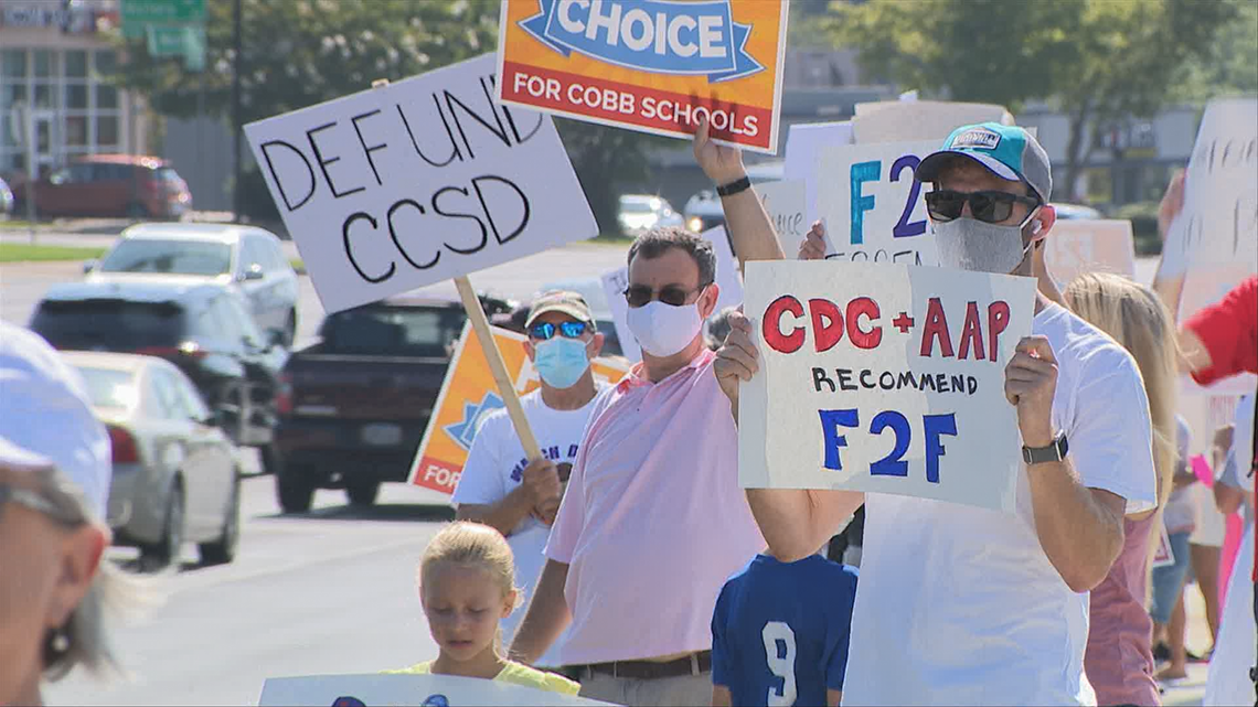 Virtual school protest draws dozens in Cobb County | 11alive.com