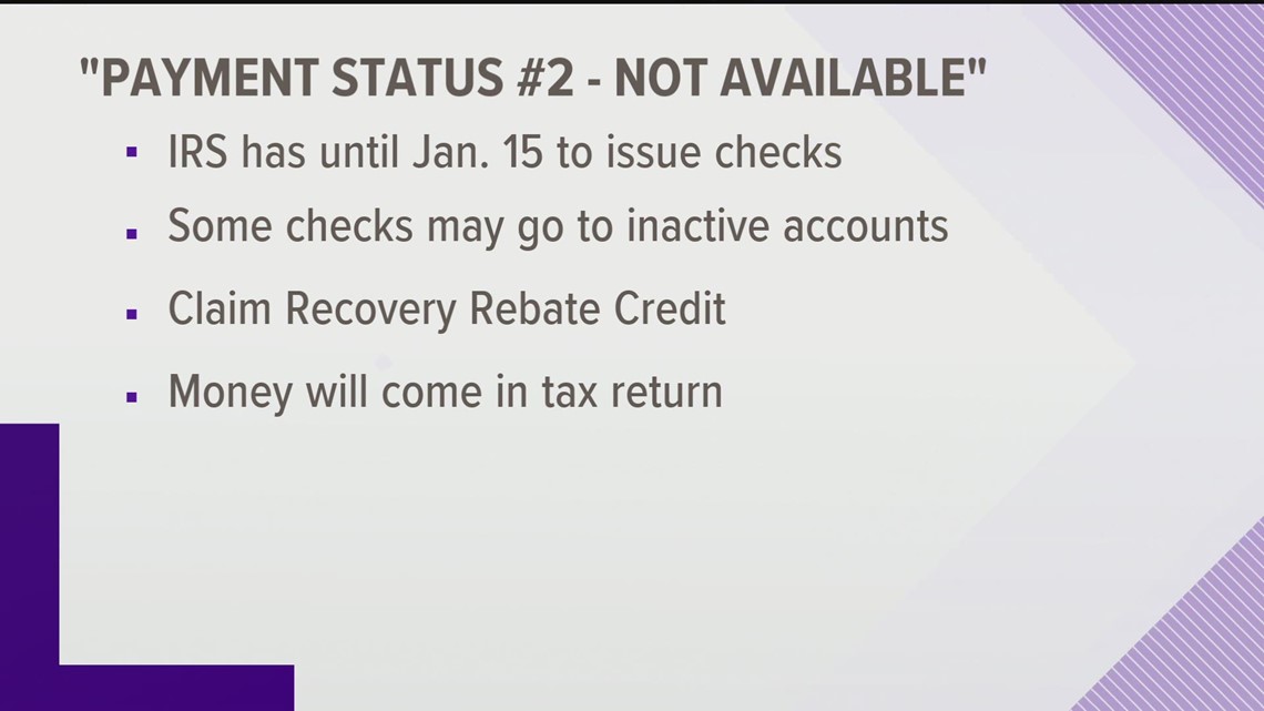 What does payment status 'not available' mean on IRS tracker? | 11alive.com