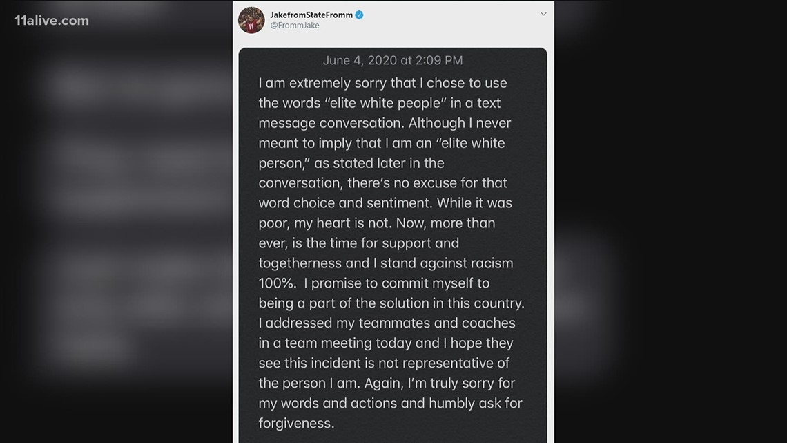 Jake Fromm apologizes after 'elite white people' text circulates ...