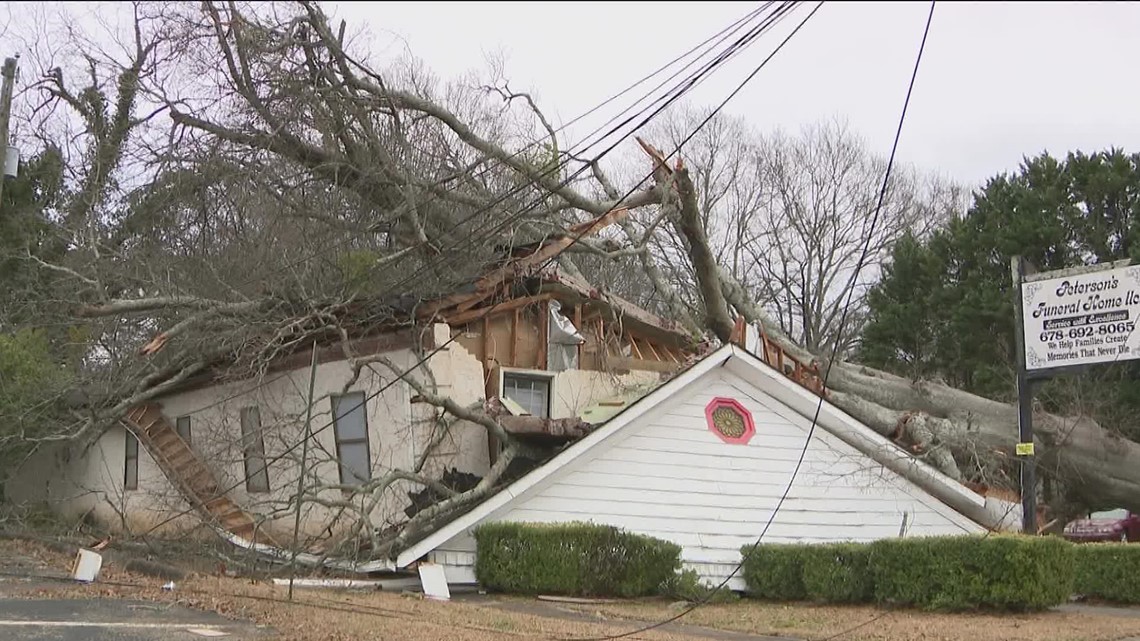 Griffin funeral home, damage in Cobb County | Severe weather aftermath ...