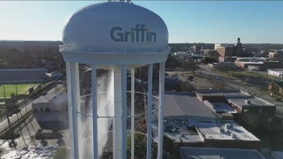 Water bursts from Griffin Tower | 11alive.com
