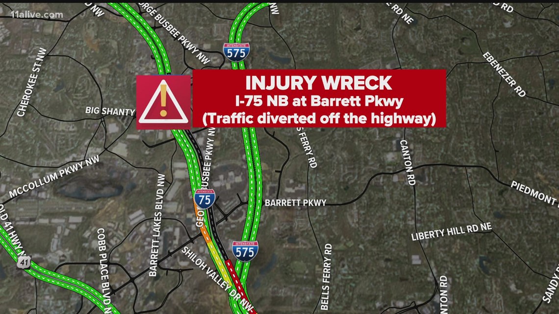 Atlanta traffic | I-75 North in Kennesaw closed at Barrett Pkwy ...