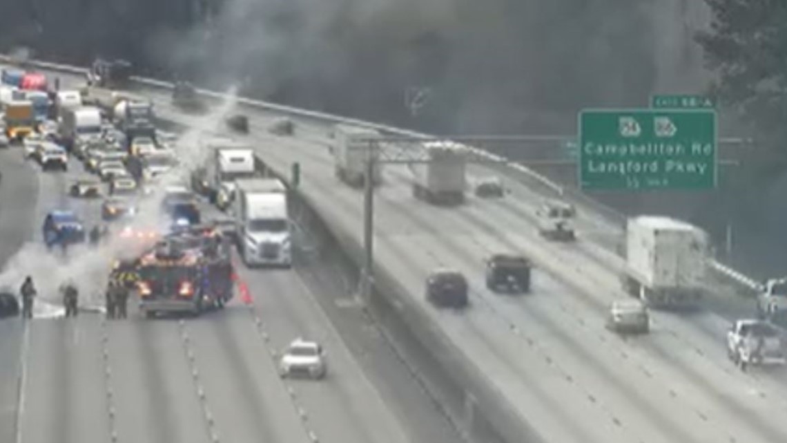 I 285 traffic Atlanta car fire past Langford Parkway | 11alive.com