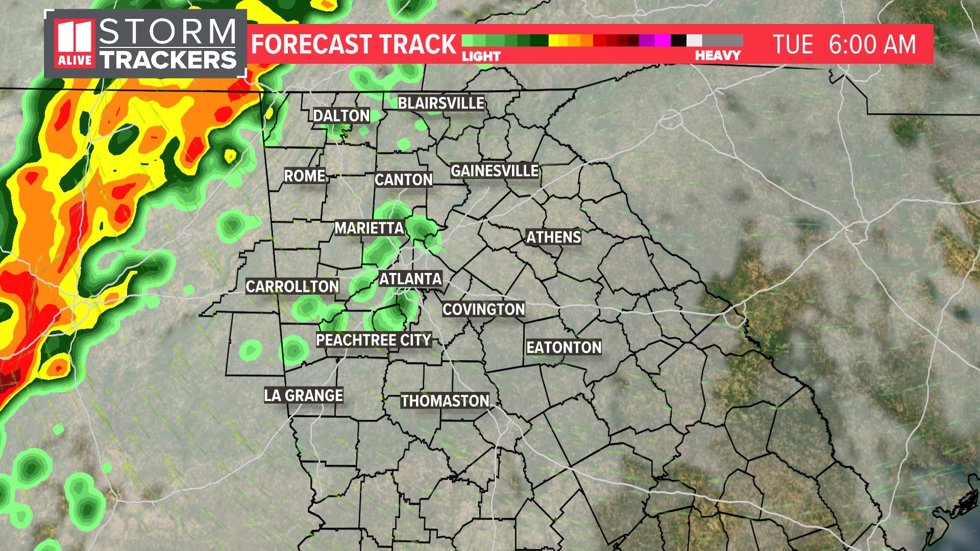 Atlanta weather timeline for rain Tuesday | 11alive.com