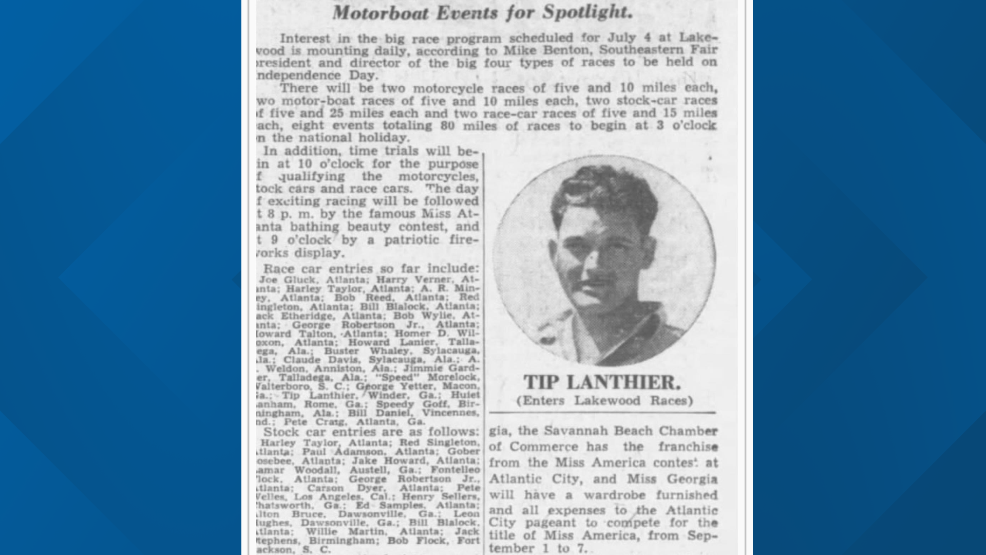 Winder Barrow Speedy, Tip Lanthier racecar's legacy | 11alive.com