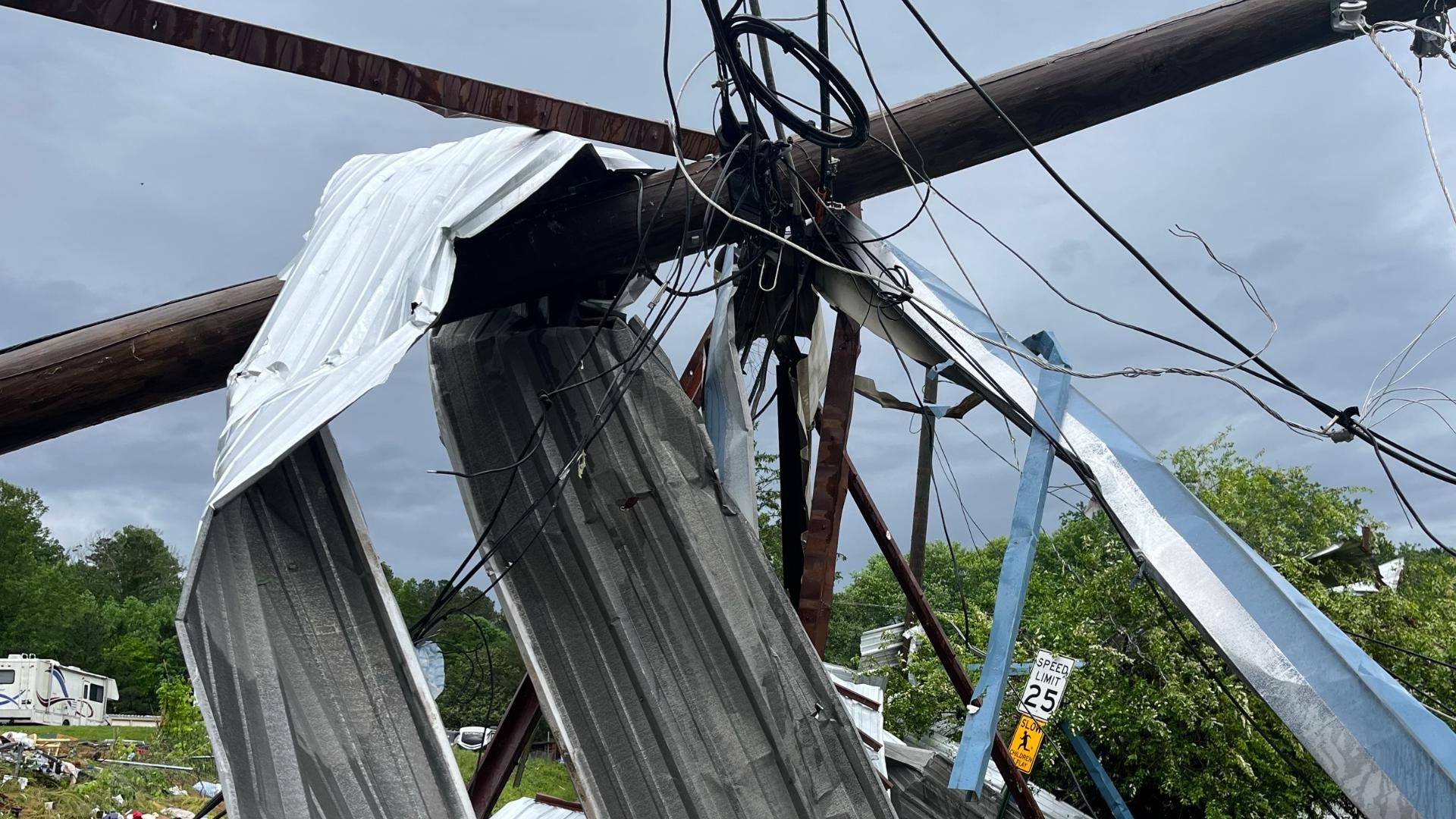 Damage in north Georgia | Gas station ripped down by strong winds ...