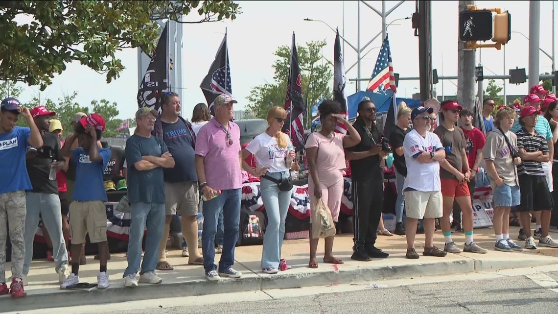 Trump supporters watch Atlanta rally outside next to protesters ...