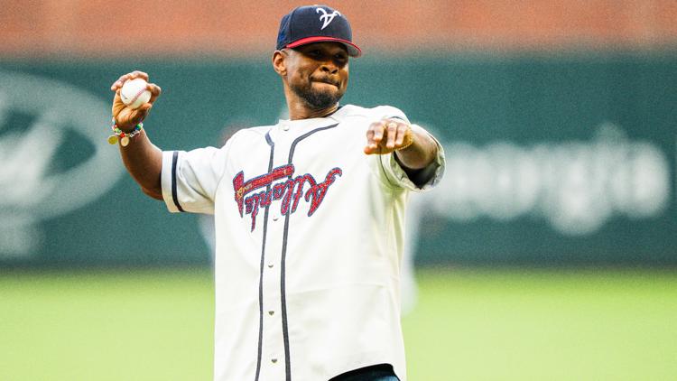 Video of Usher's first pitch at the Braves game | 11alive.com