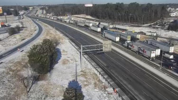 I 75 north traffic Monroe County Forsyth Georgia after ice and snow ...