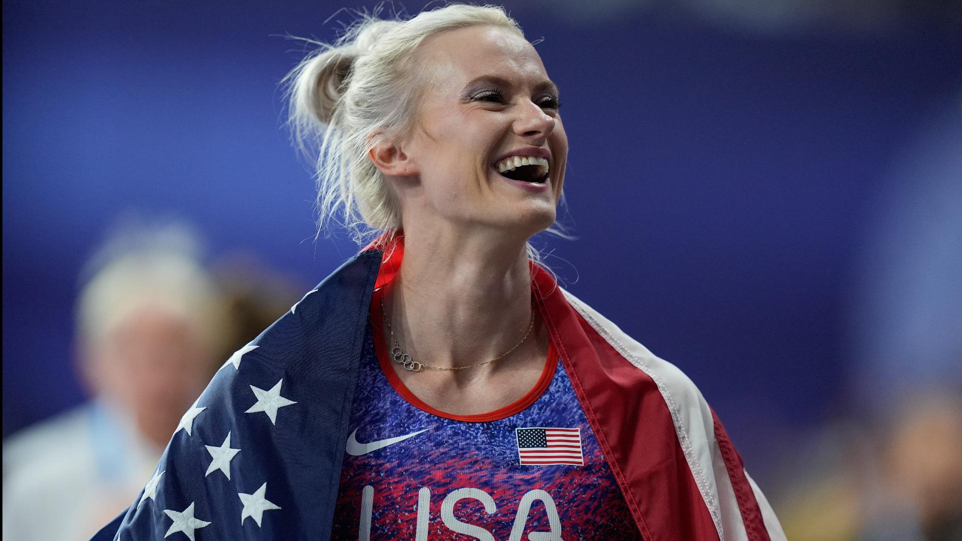 Katie Moon Team USA pole vault on silver medal, Paris atmosphere ...