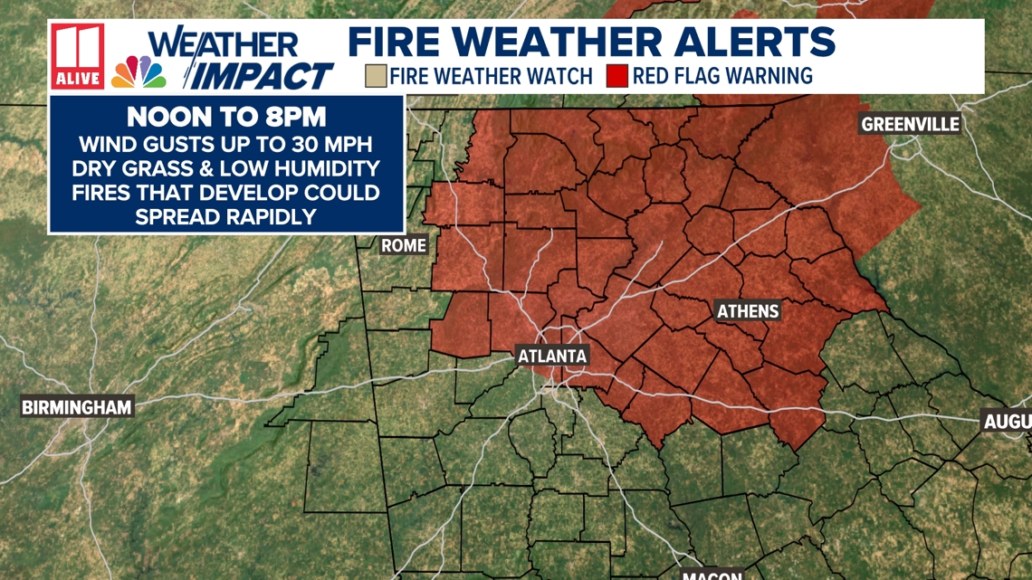 Georgia weather | Red flag warning, fire risks today | 11alive.com