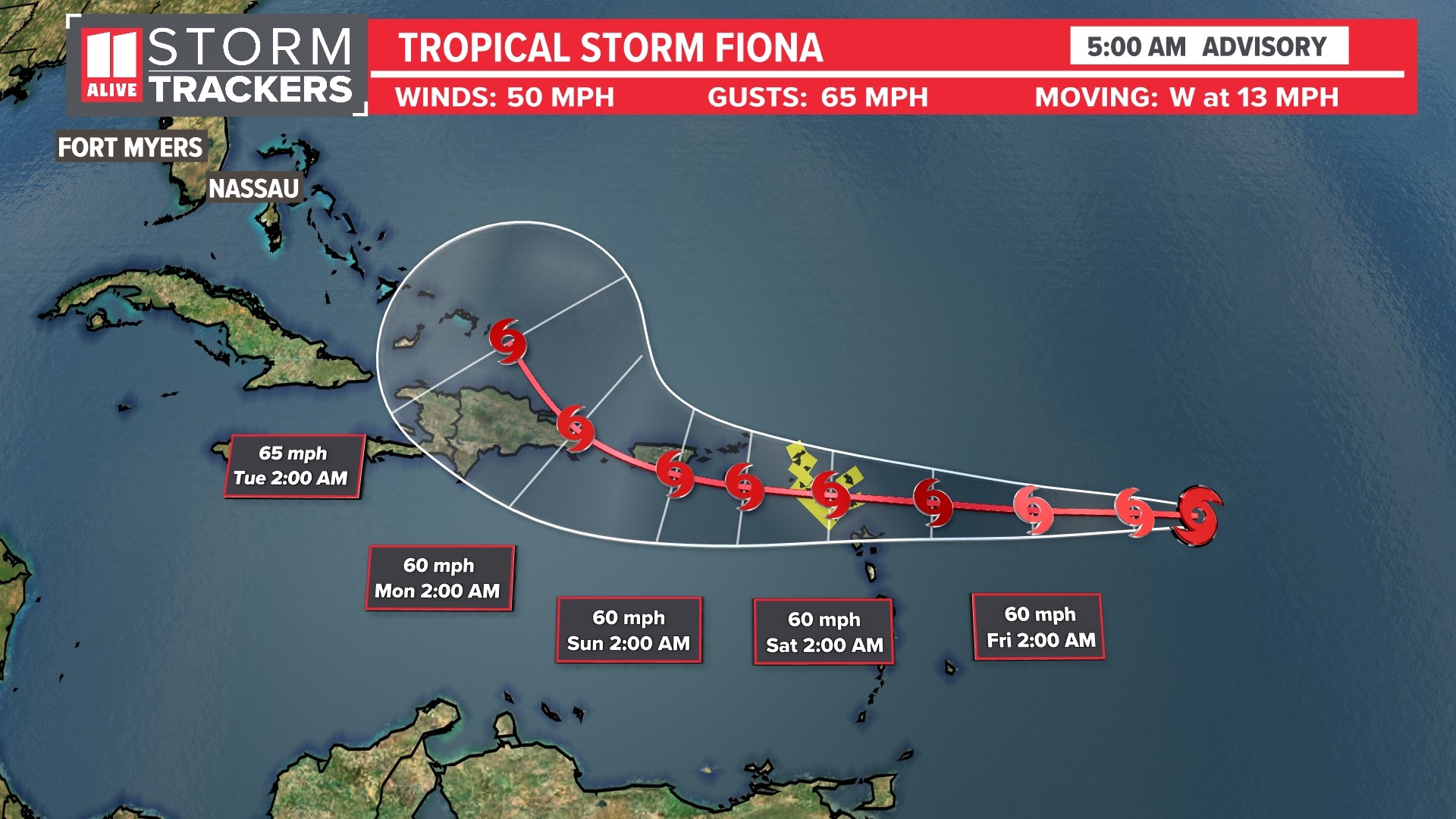 Fiona heads west, will impact Virgin Islands Friday night | 11alive.com