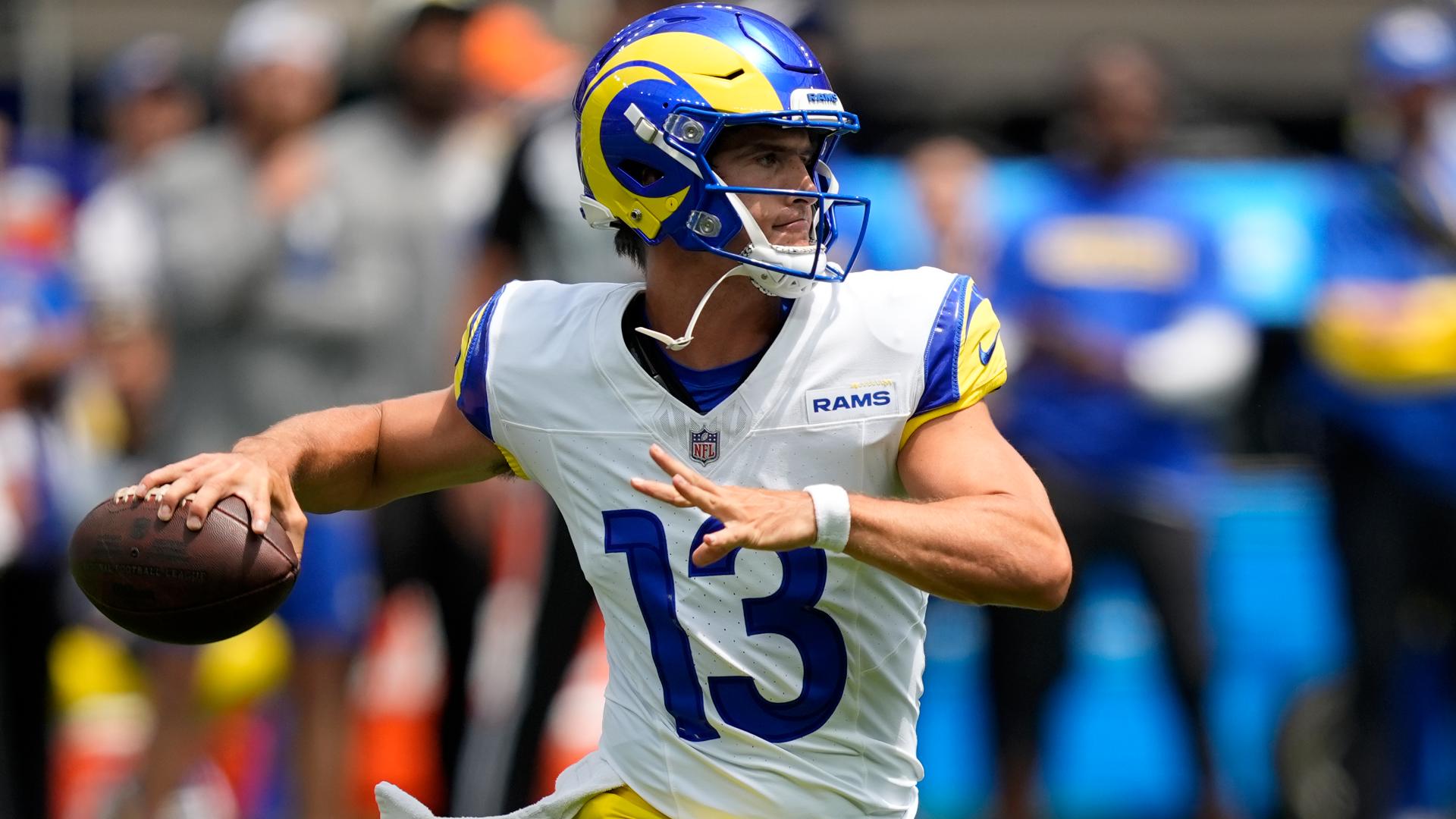 Stetson Bennett touchdown pass video preseason Rams | 11alive.com