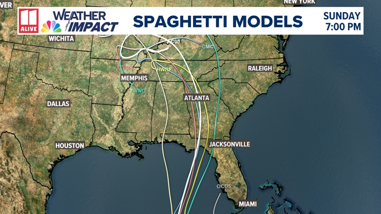 Potential Tropical Cyclone 9 forecast track, spaghetti models | 11alive.com