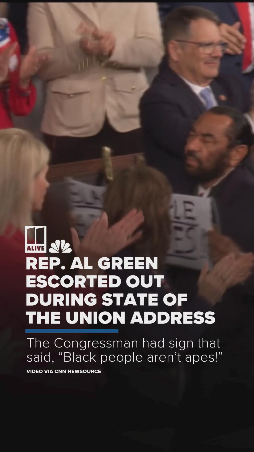 US Rep. Al Green escorted out during Trump's State of the Union speech ...