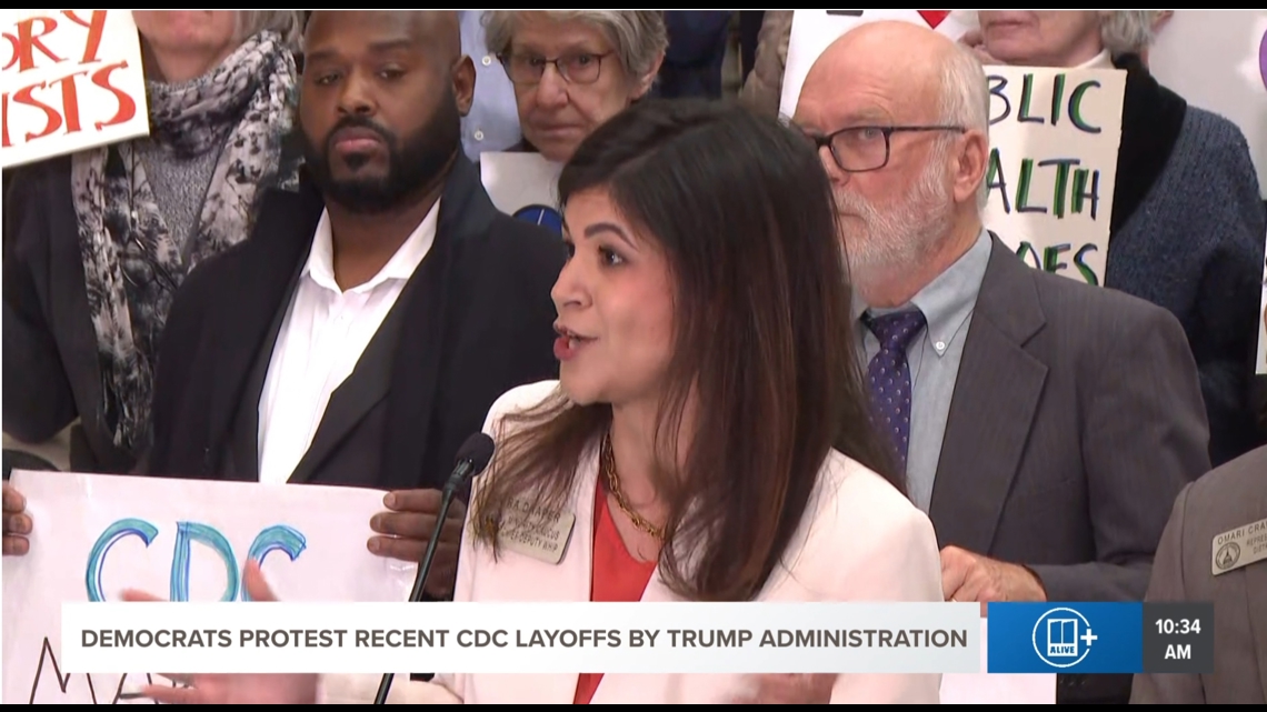 State representatives, healthcare advocates rally against layoffs at ...