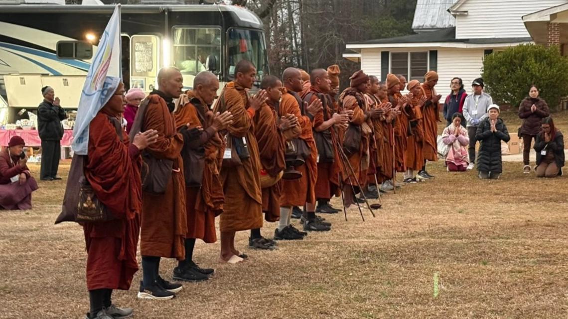 Buddhist monks on Walk for Peace come through west Georgia | 11alive.com