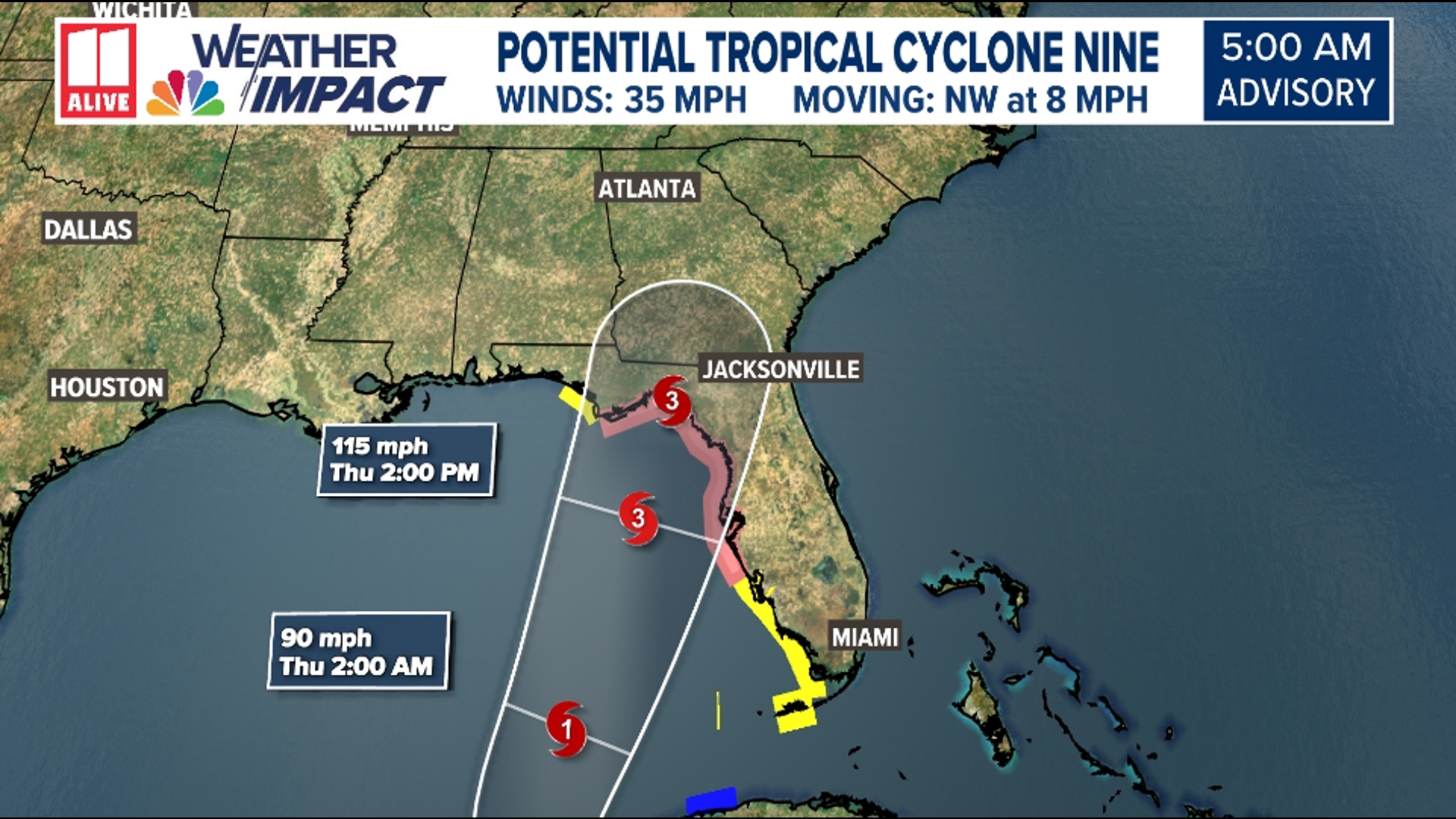 Potential Tropical Cyclone 9 forecast track, spaghetti models | 11alive.com