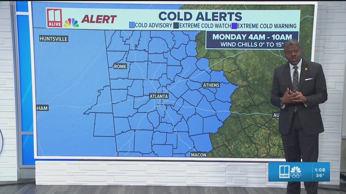 Winter precipitation moves through portions of north Georgia as temps ...