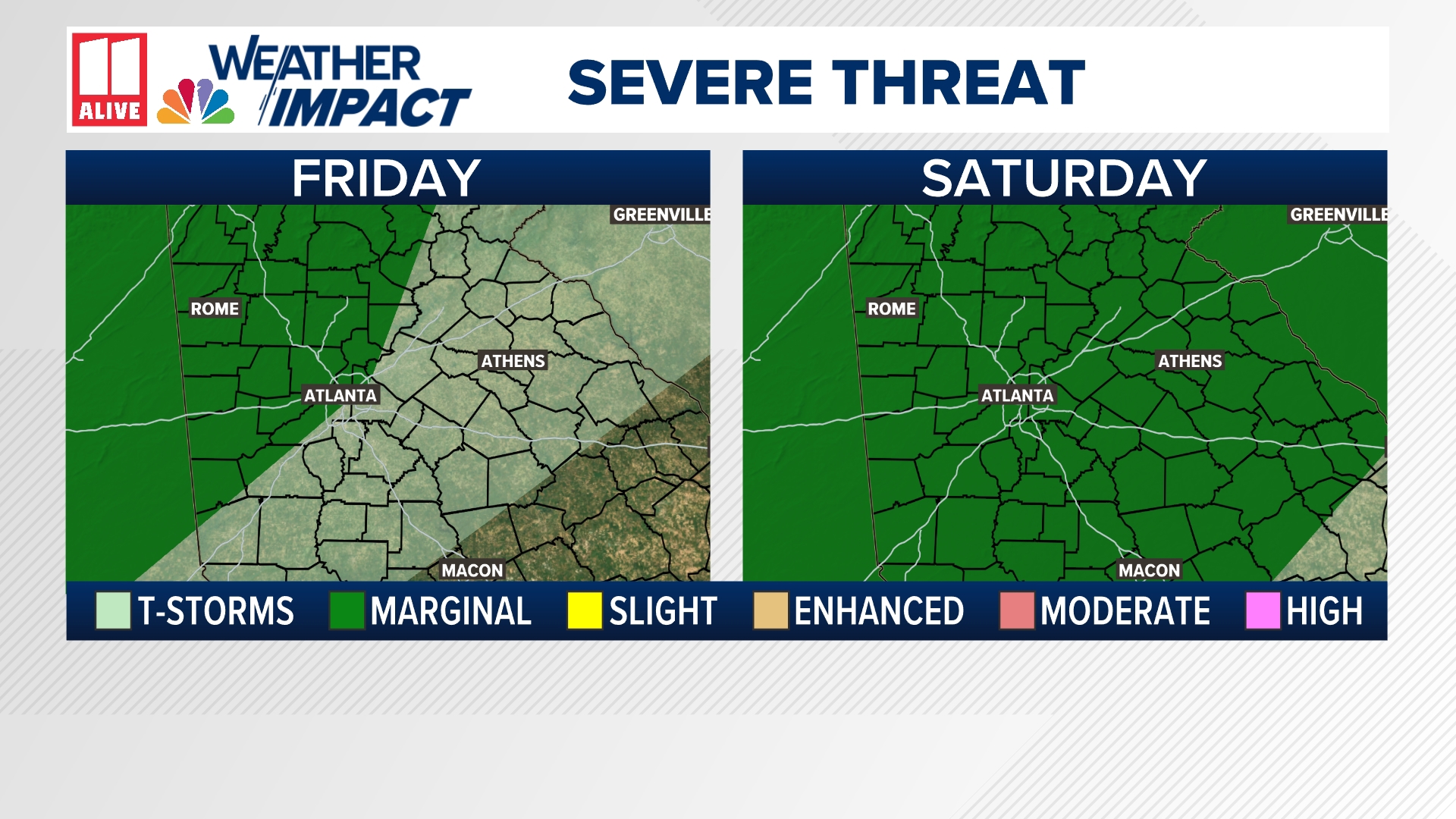 WEATHER IMPACT ALERT | Heavy rain, low severe threat Friday afternoon ...