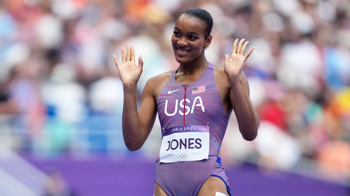 Jasmine Jones semifinal result 400m hurdles Paris Olympics | 11alive.com
