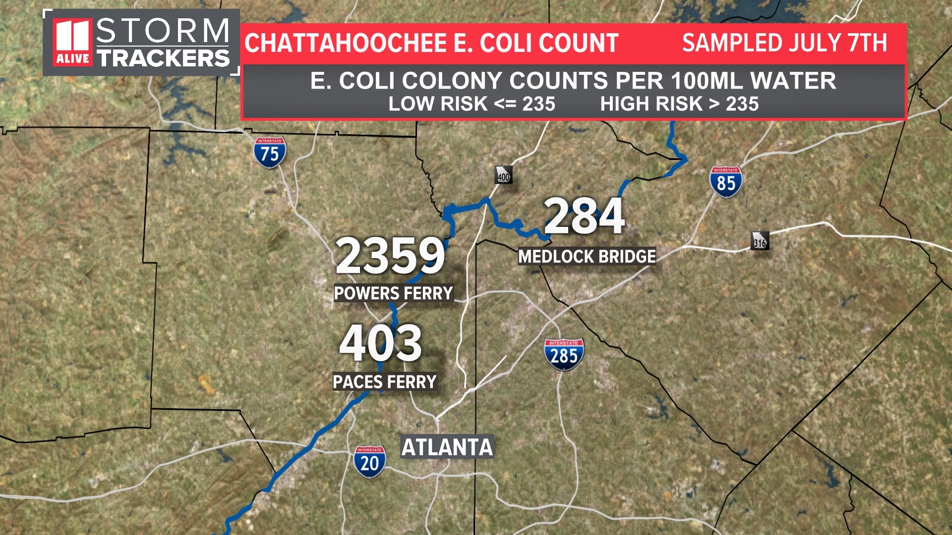 E. Coli levels spike in Chattahoochee River following heavy rains ...