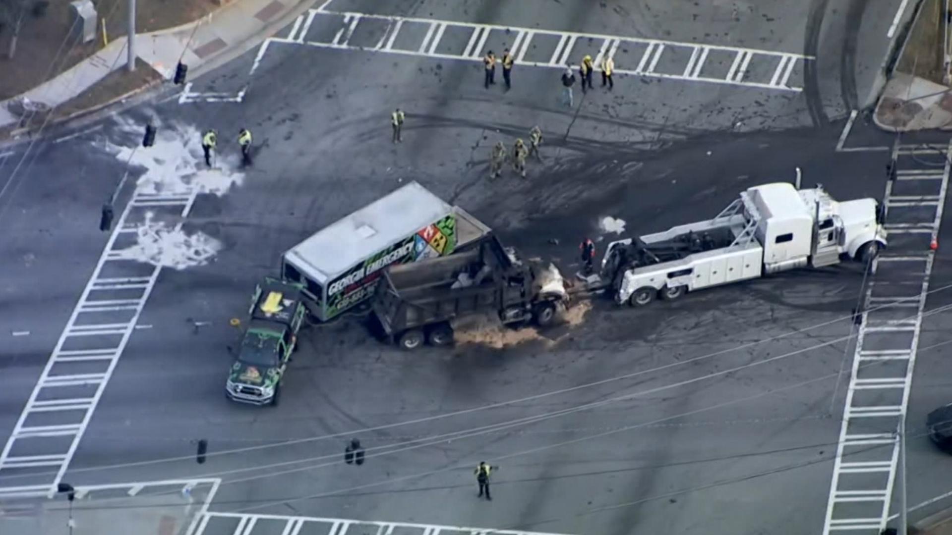 Wrong-way driver crashes head-on into dump truck in major multi-vehicle ...