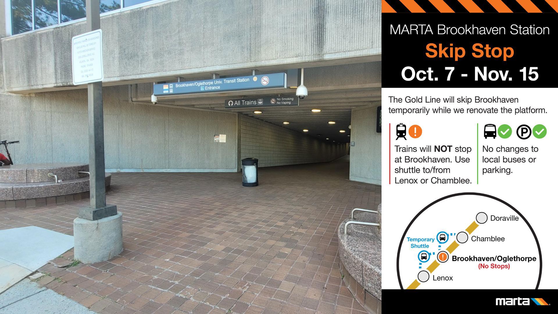MARTA trains to skip Brookhaven Station for platform repairs | 11alive.com