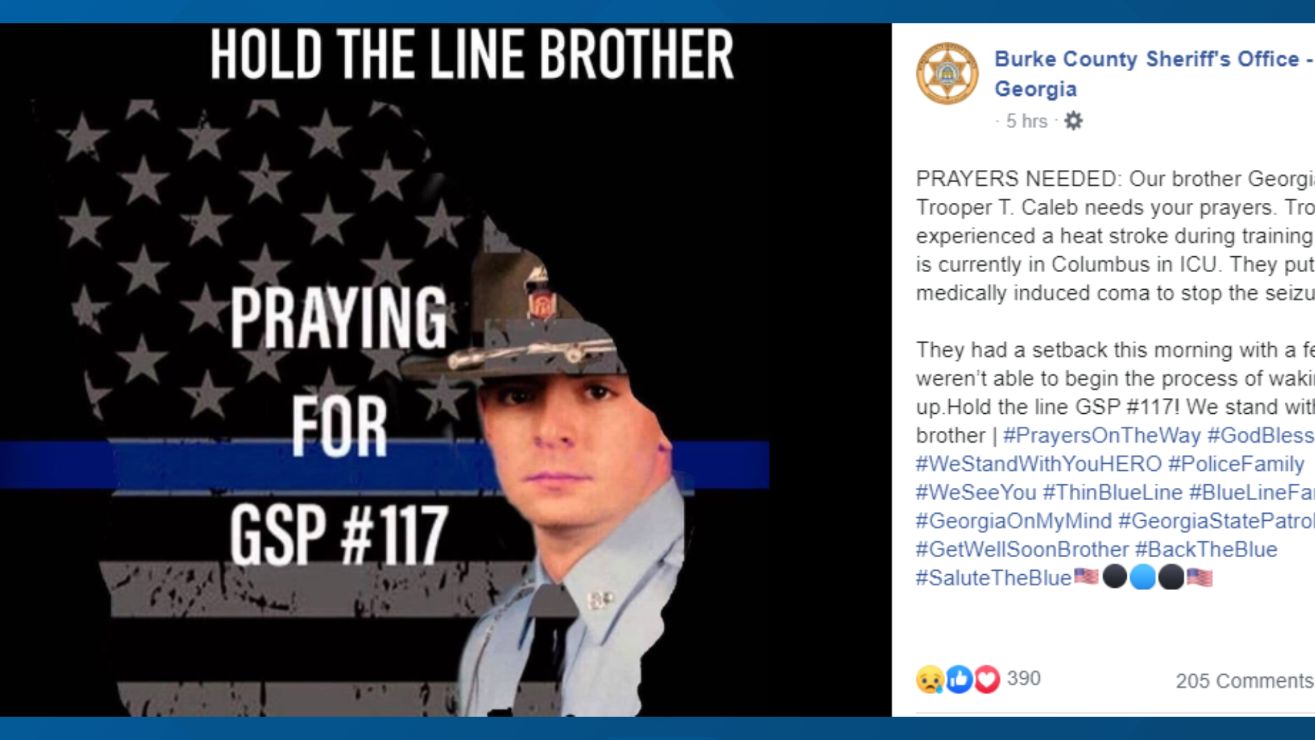 GSP trooper hospitalized after heat stroke during training | 11alive.com