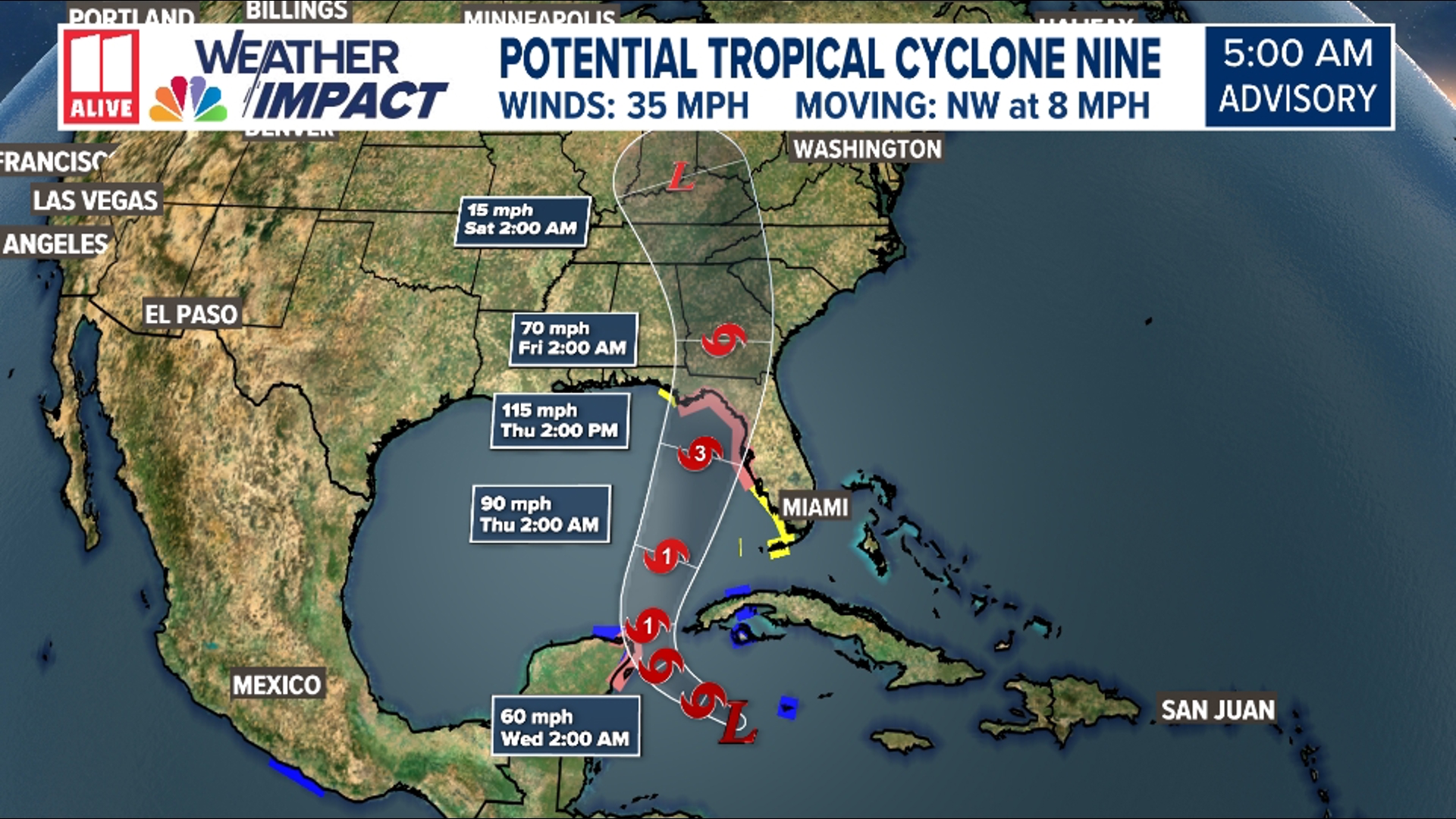 Potential Tropical Cyclone 9 forecast track, spaghetti models | 11alive.com