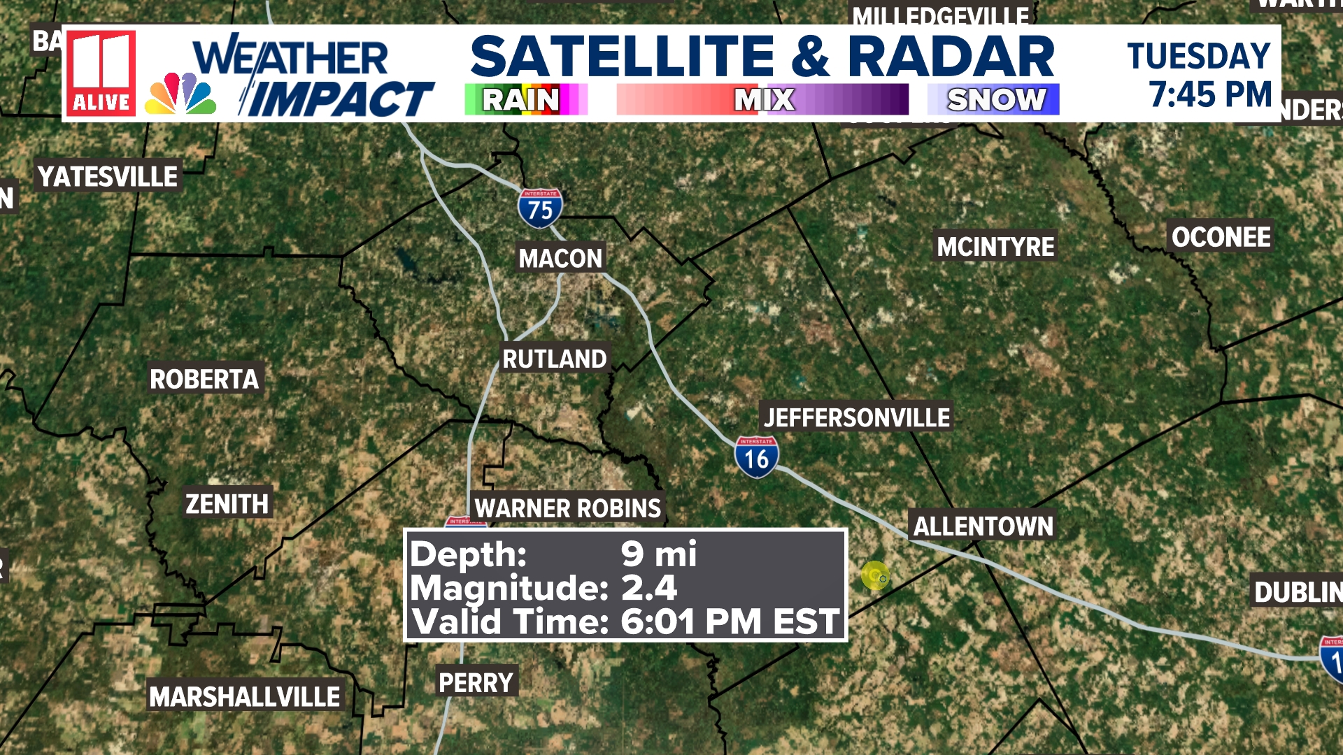 2.4 earthquake reported near Cochran, Georgia | 11alive.com