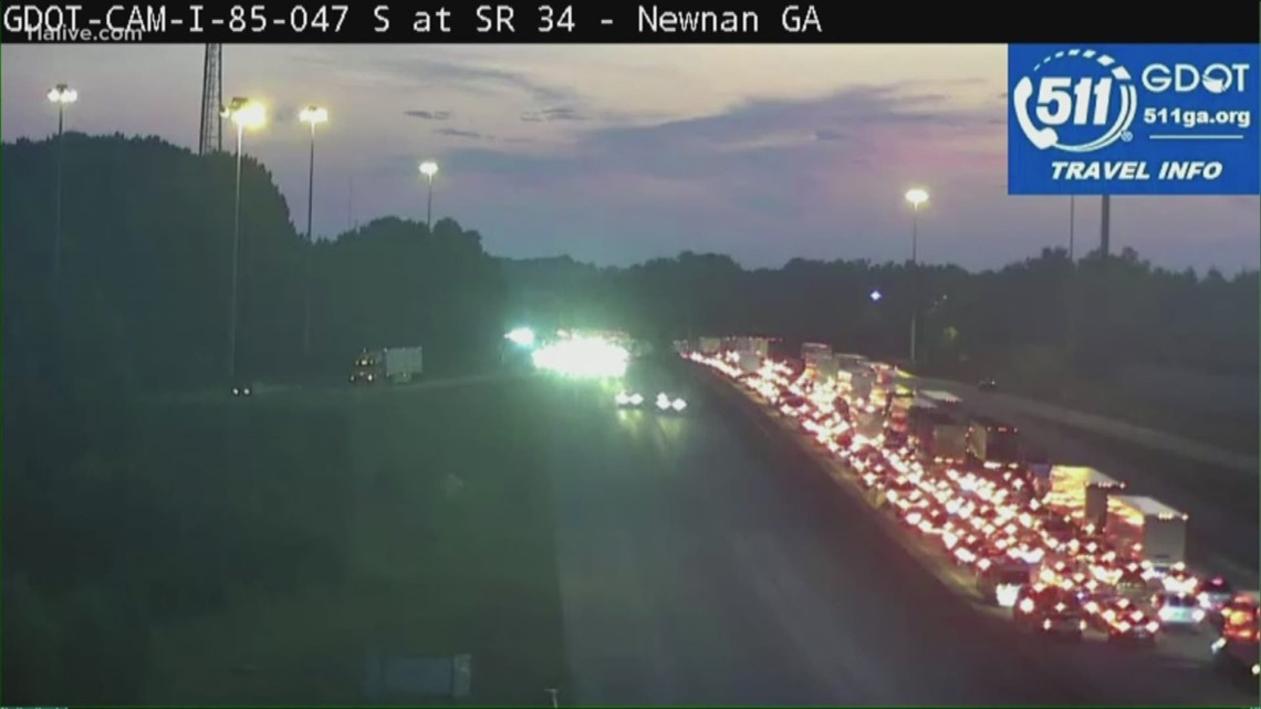Traffic snarled on I-85 NB south of Atlanta after 2 multi-car crashes ...