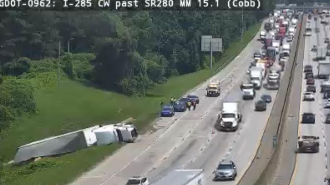 I 285 traffic Cobb County tractor trailer crashes closing lanes ...