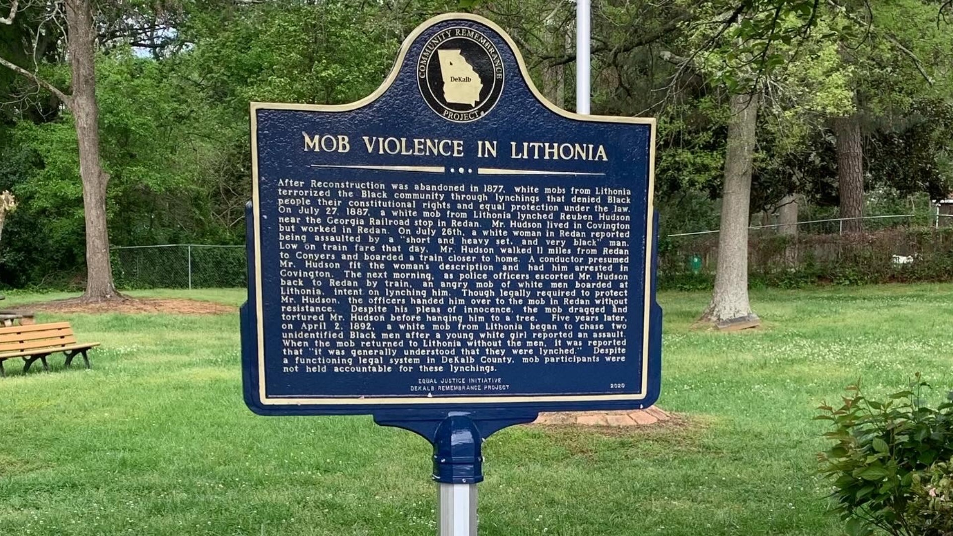 Historical lynching marker stolen from Lithonia park: Police | 11alive.com
