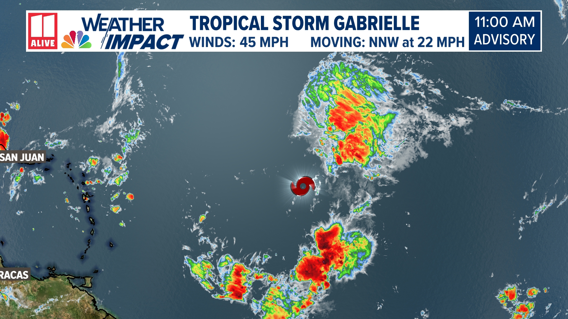 Tropical Storm Gabrielle forms in the Atlantic | 11alive.com