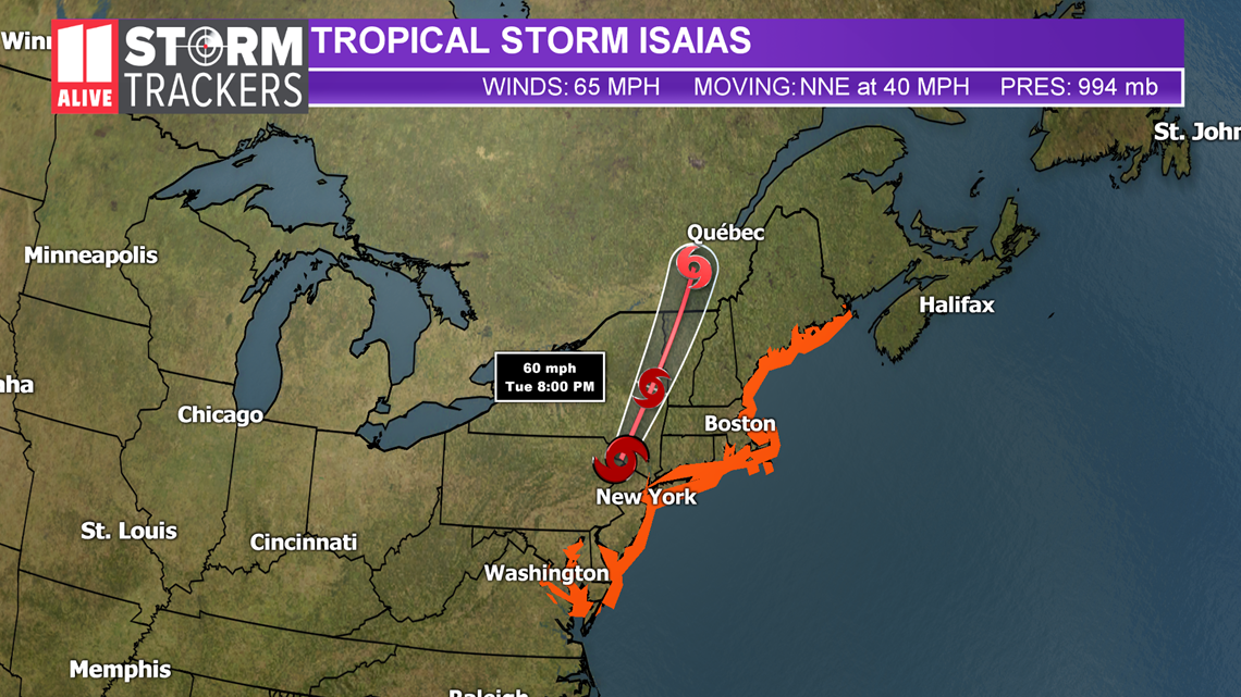 Tracking Isaias after landfall in North Carolina | 11alive.com