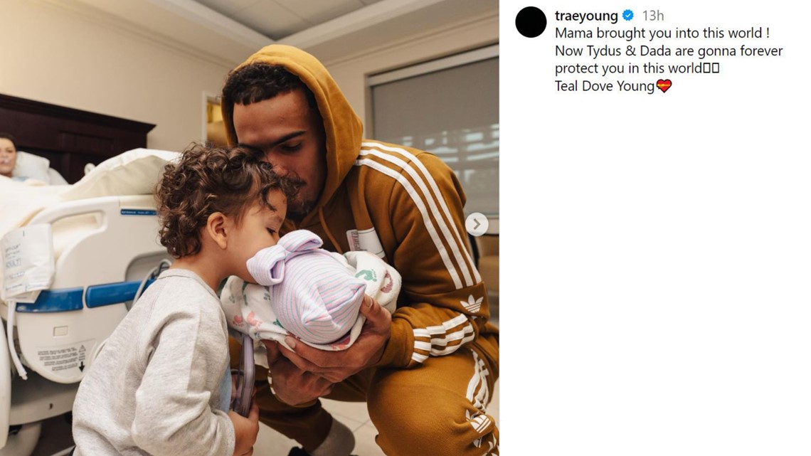 Trae Young baby announcement Teal Dove | 11alive.com