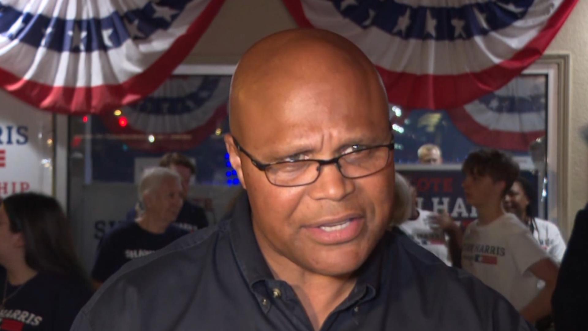 Democrat Shawn Harris speaks after heading to runoff against Trump ...