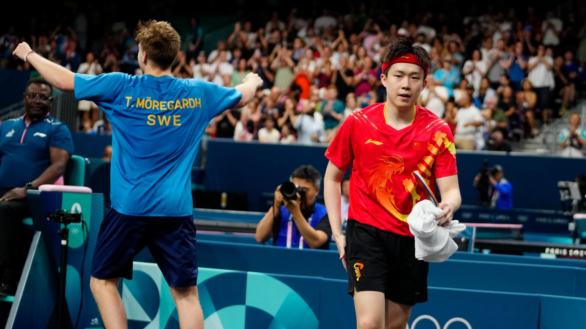 Wang Chuqin upset by Truls Moregard at Paris Olympics | 11alive.com