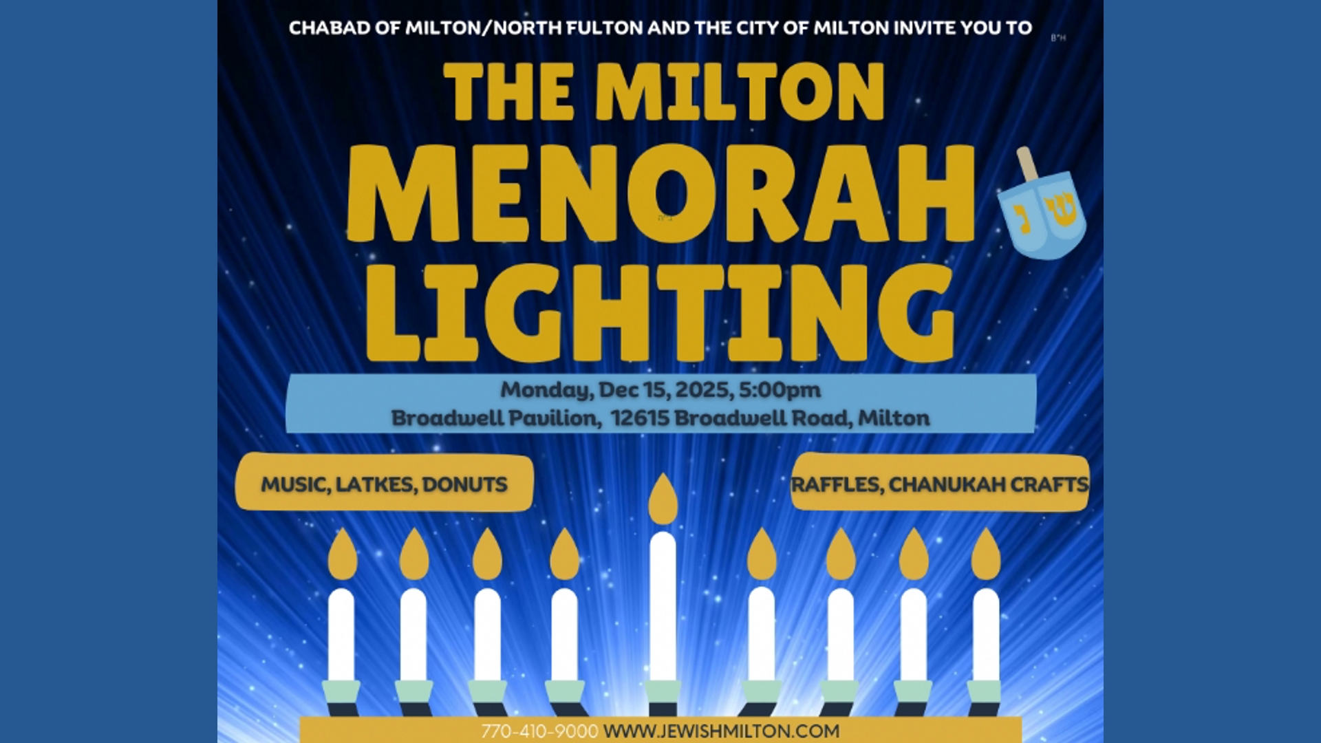 City of Milton celebrates the 2nd night of Hanukkah with a lighting ...