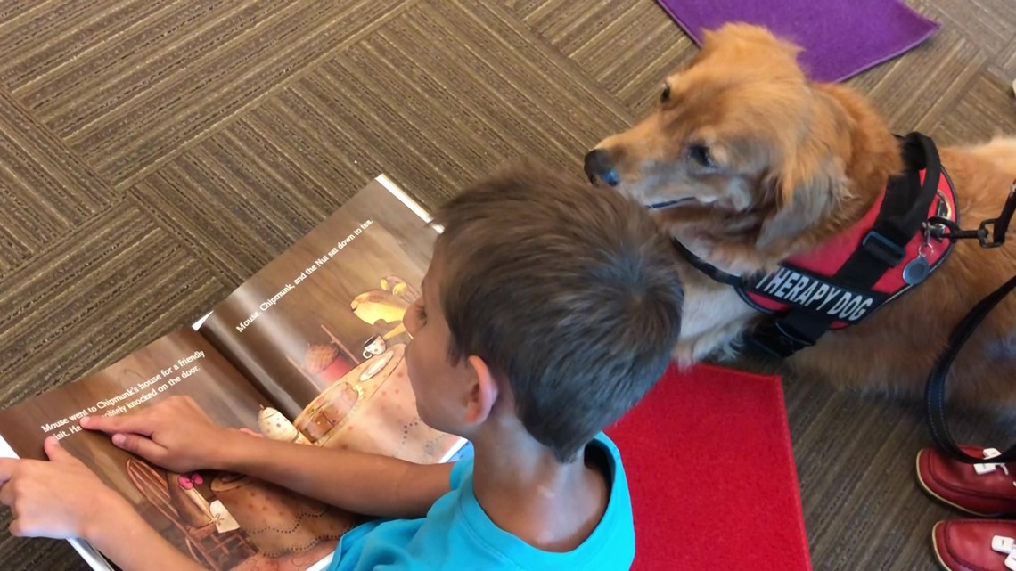 Children 'paws' to read with therapy dogs | 11alive.com