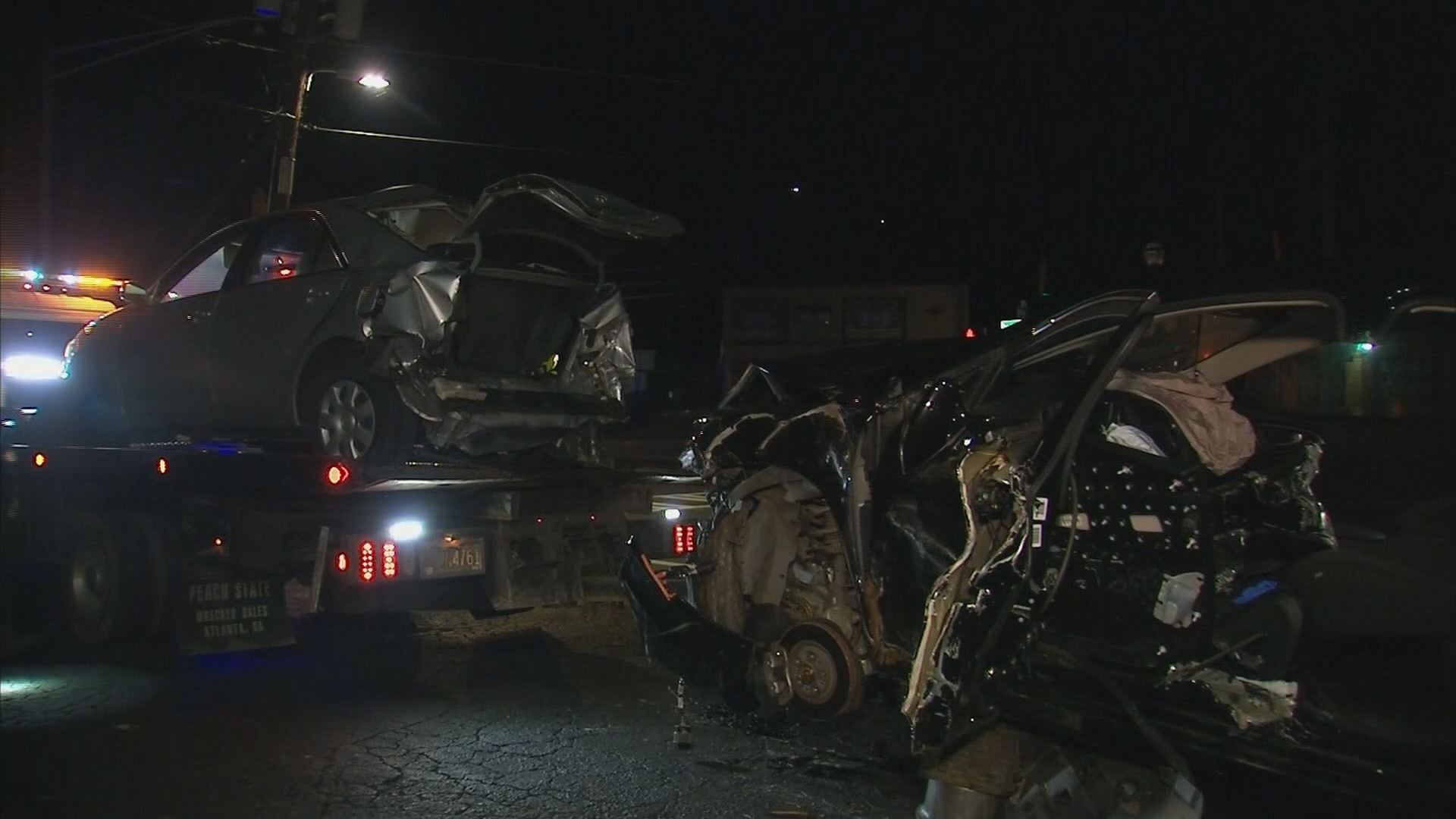 Rear-end collision causes possible natural gas main break | 11alive.com
