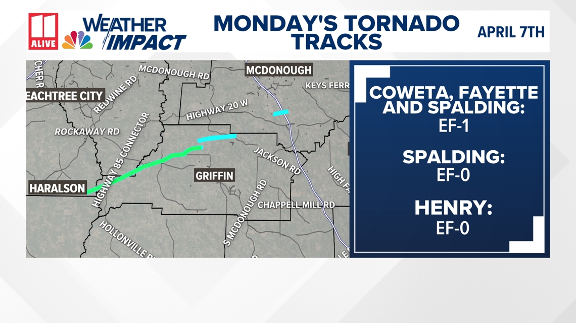 Three tornadoes from Monday April 9 storms in metro Atlanta now ...