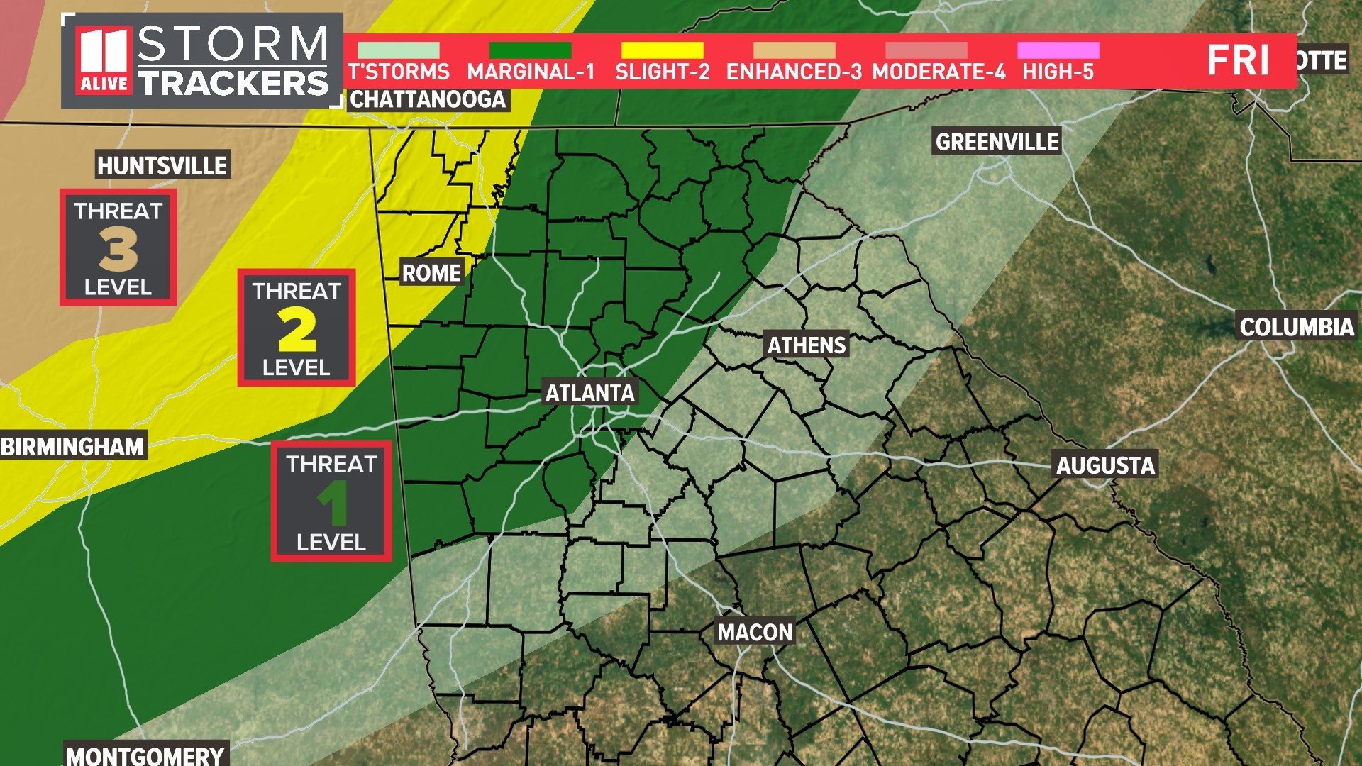 Timeline for possible strong storms in north Georgia on Saturday ...